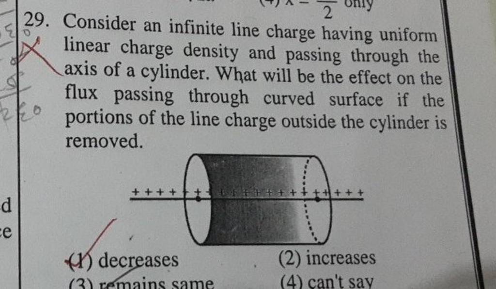 29. Consider an infinite line charge having uniform linear charge density..