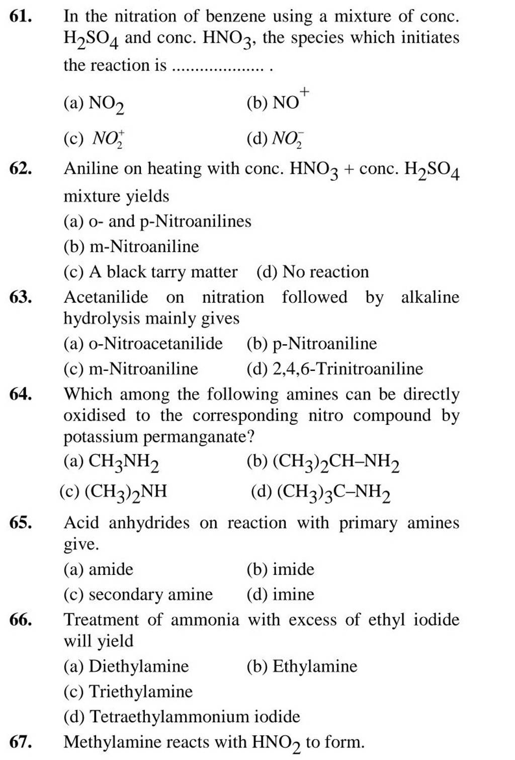 Acetanilide on nitration followed by alkaline hydrolysis mainly gives..