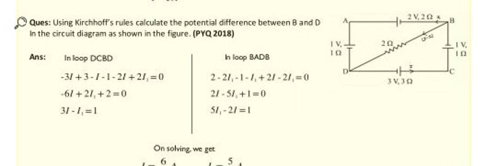 Ques Using Kirchhoffs Rules Calculate The Potential Difference Between