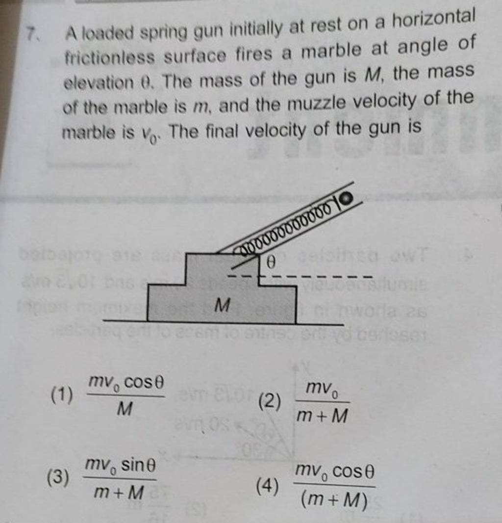 A loaded spring gun initially at rest on a horizontal frictionless surfac.. A loaded spring gun initially at rest on a horizontal frictionless surfac..