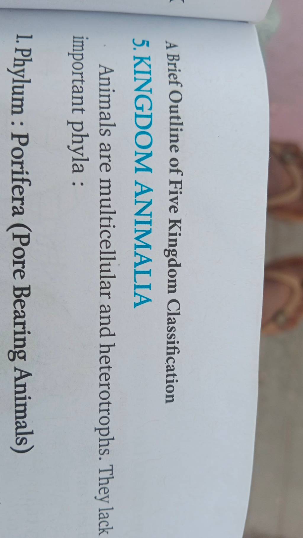 A Brief Outline of Five Kingdom Classification 5. KINGDOM ANIMALIA Animal..