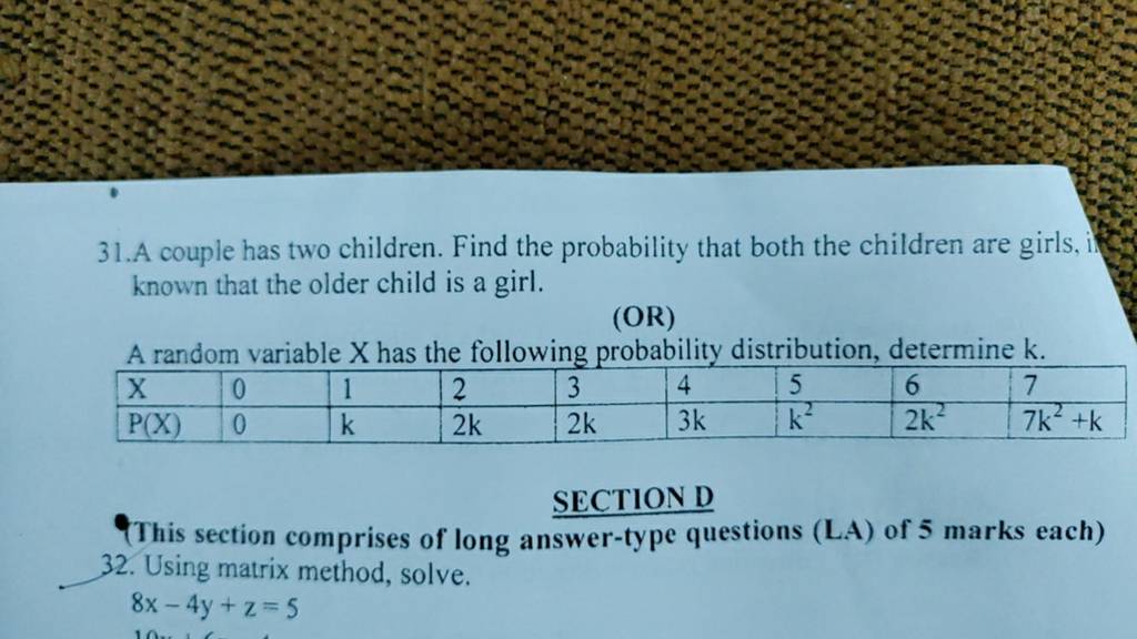 31. A couple has two children. Find the probability that both the childre..