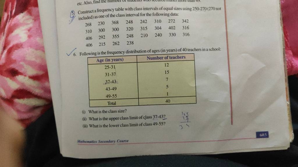 5 Construct A Frequency Table With Class Intervals Of Equal Sizes Using 4469