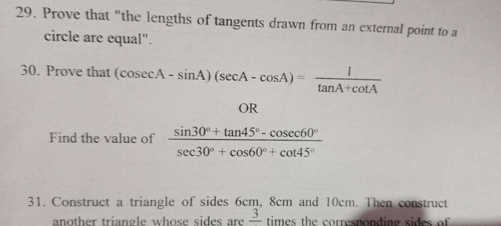 29 Prove That The Lengths Of Tangents Drawn From An External Point To A