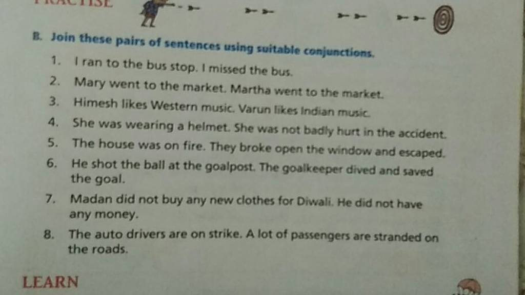 Join these pairs of sentences using suitable conjunctions. | Filo