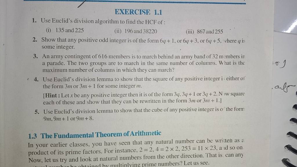 Exercise 11 1 Use Euclids Division Algorithm To Find The Hcf Of I