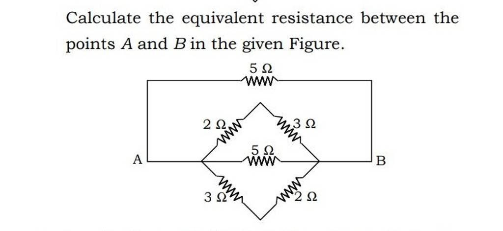 Calculate the equivalent resistance between the points A and B in the giv..
