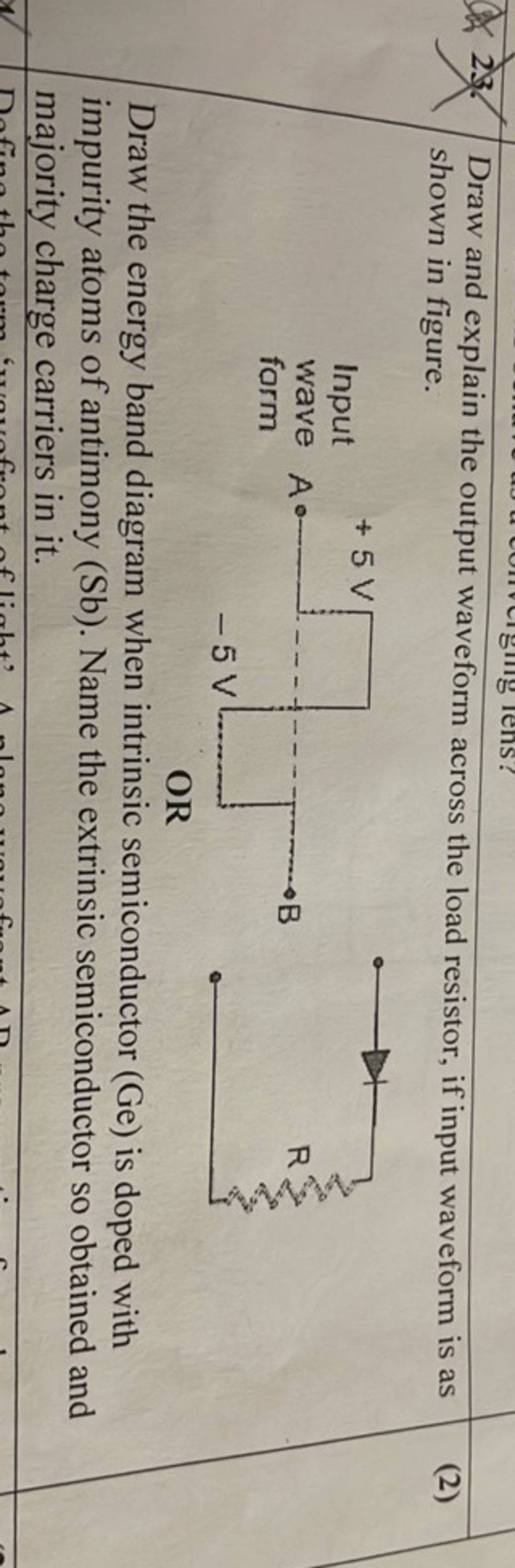 23 Draw And Explain The Output Waveform Across The Load Resistor If Inp