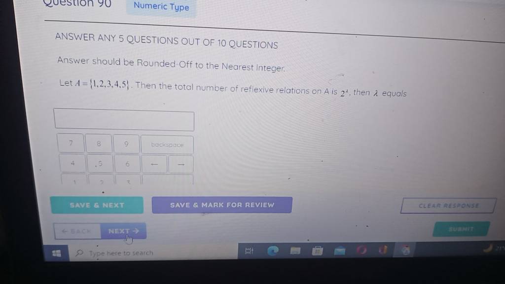 Numeric Type#N#ANSWER ANY 5 QUESTIONS OUT OF 10 QUESTIONS#N#Answer ...