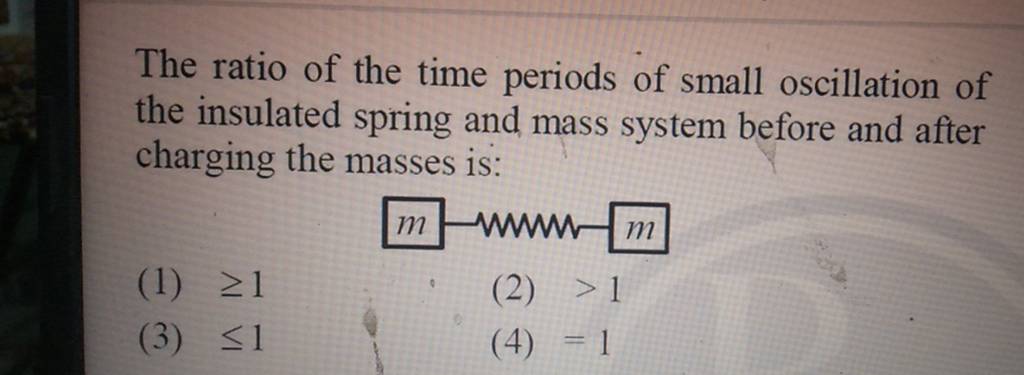 The ratio of the time periods of small oscillation of the insulated sprin..