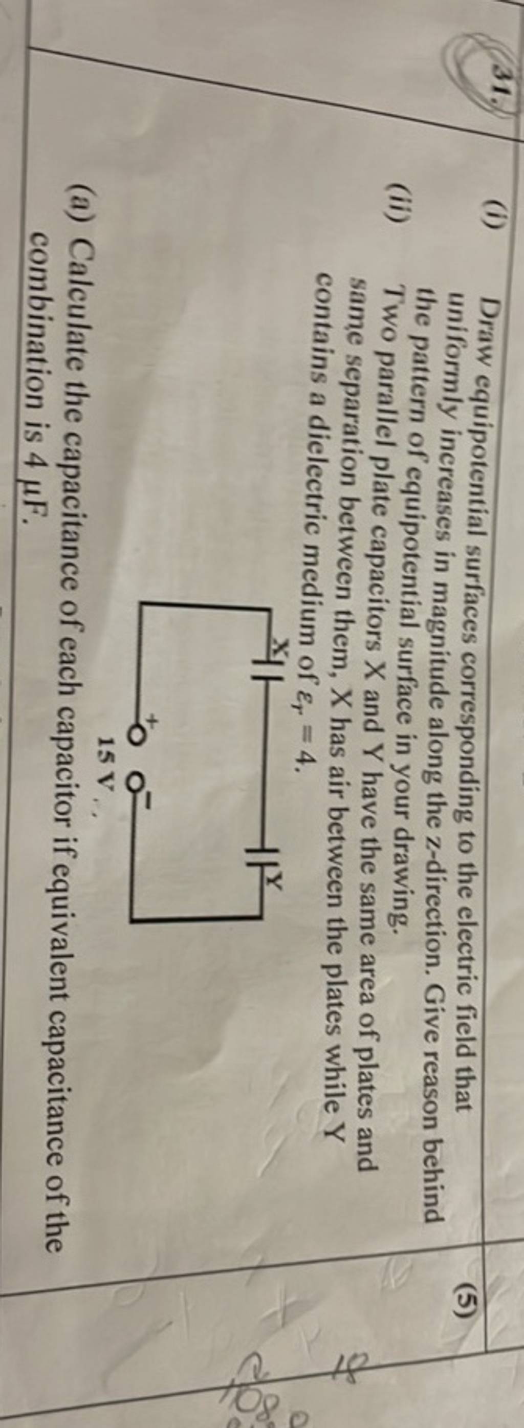 (i) Draw equipotential surfaces corresponding to the electric field that