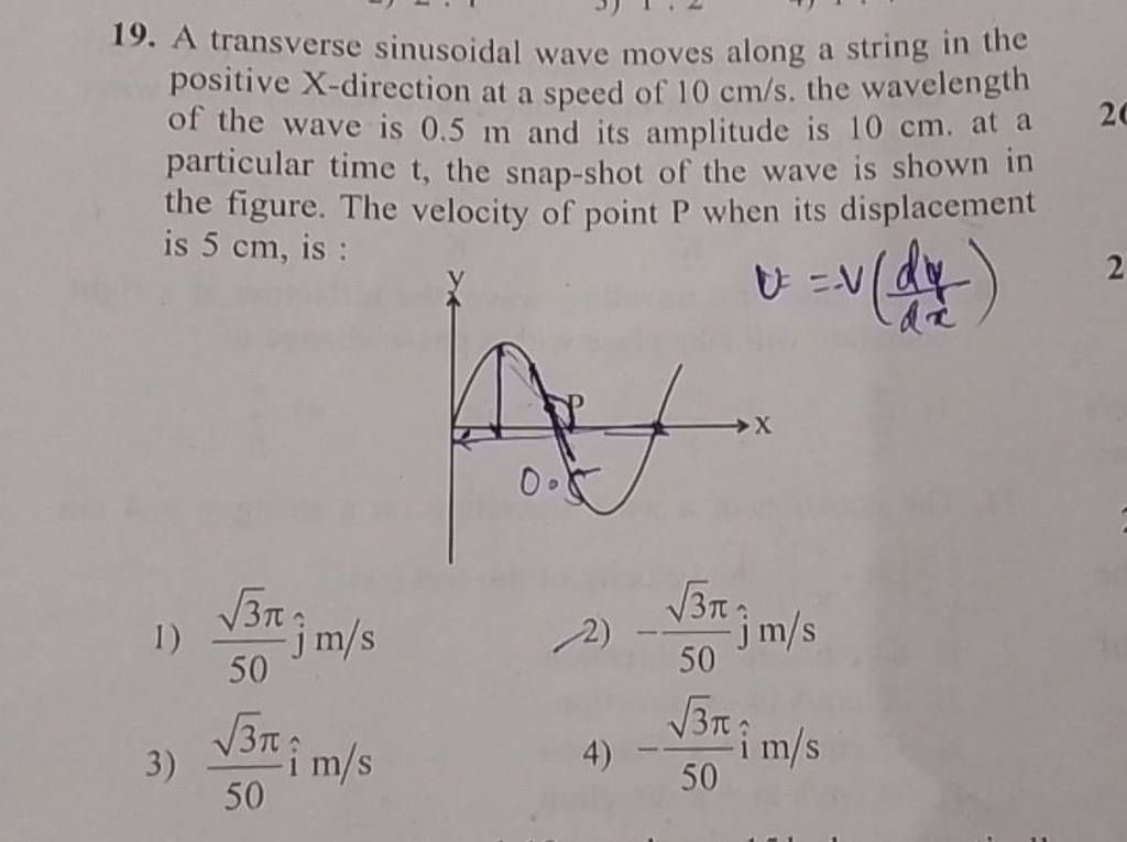 A Transverse Sinusoidal Wave Moves Along A String In The Positive X Direc