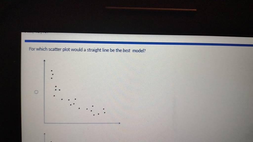 For which scatter plot would a straight line be the best model? | Filo