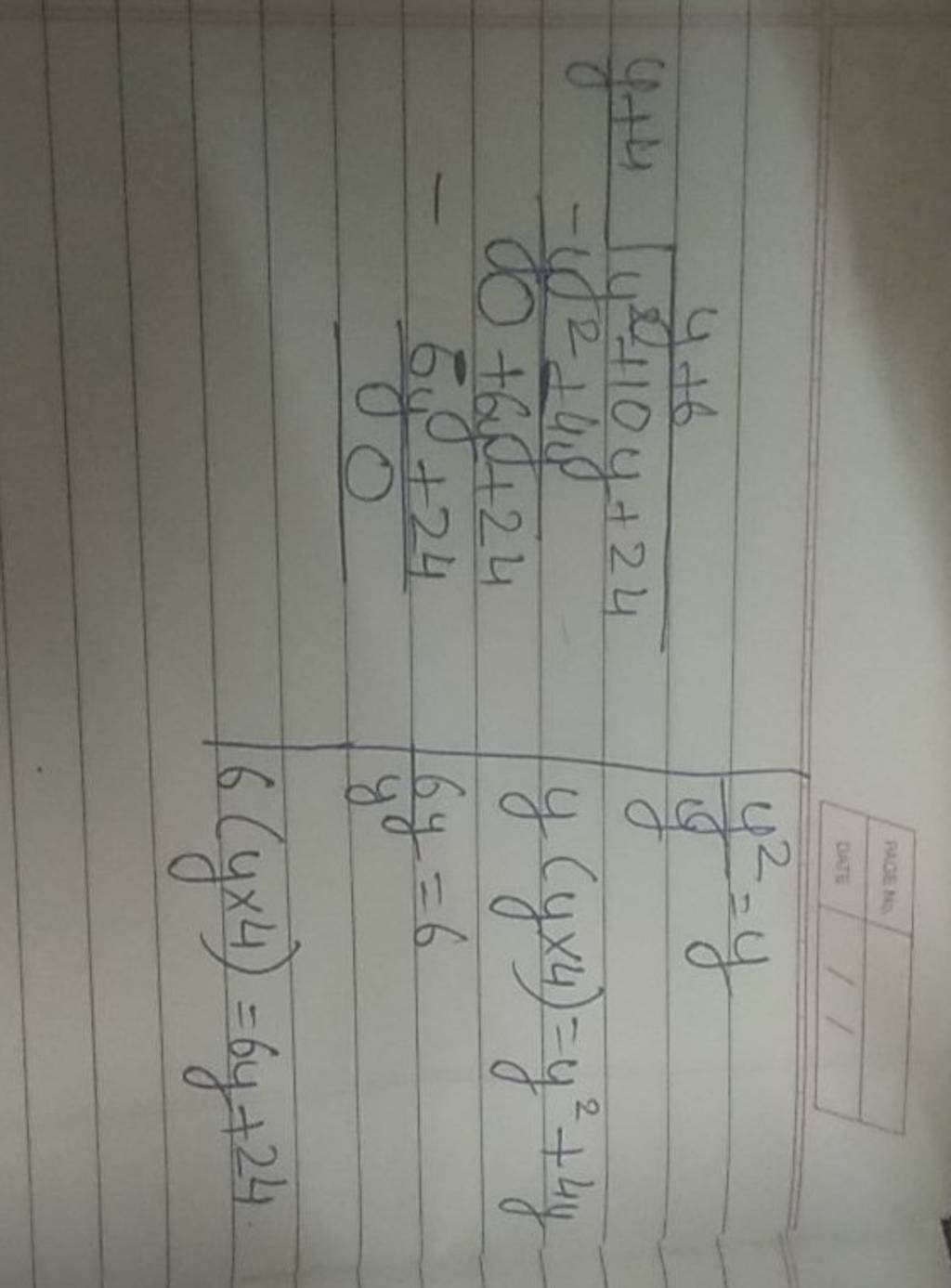 y+4y2+10y+24y+6 yy2 =y20+6y+24−22+4y y(y×4)=y2+4y−05y+24 y6y=6 6(y×4)=6y..