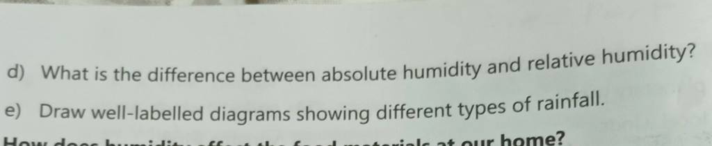 d) What is the difference between absolute humidity and relative humidity..