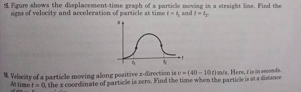15. Figure shows the displacement-time graph of a particle moving in a st..