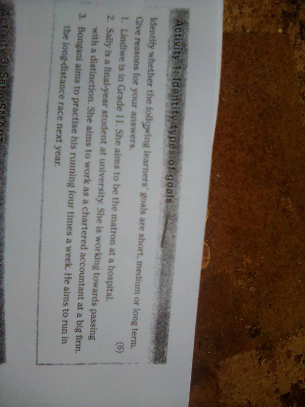 Activity 1. Identify types of goals Identify whether the following learne..