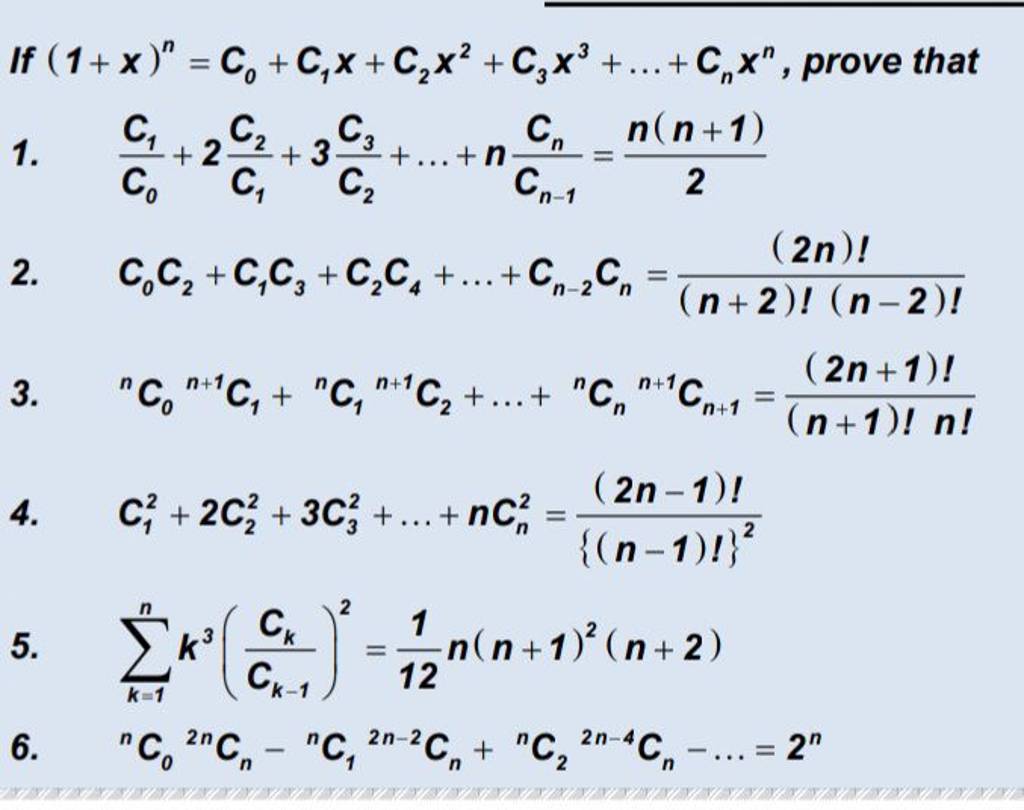 If (1+x)n=C0 +C1 x+C2 x2+C3 x3+…+Cn xn, prove that | Filo