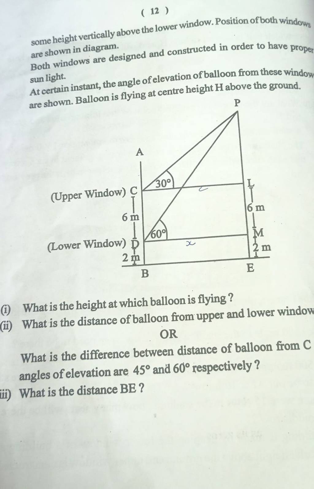 some height vertically above the lower window. Position of both windows a..