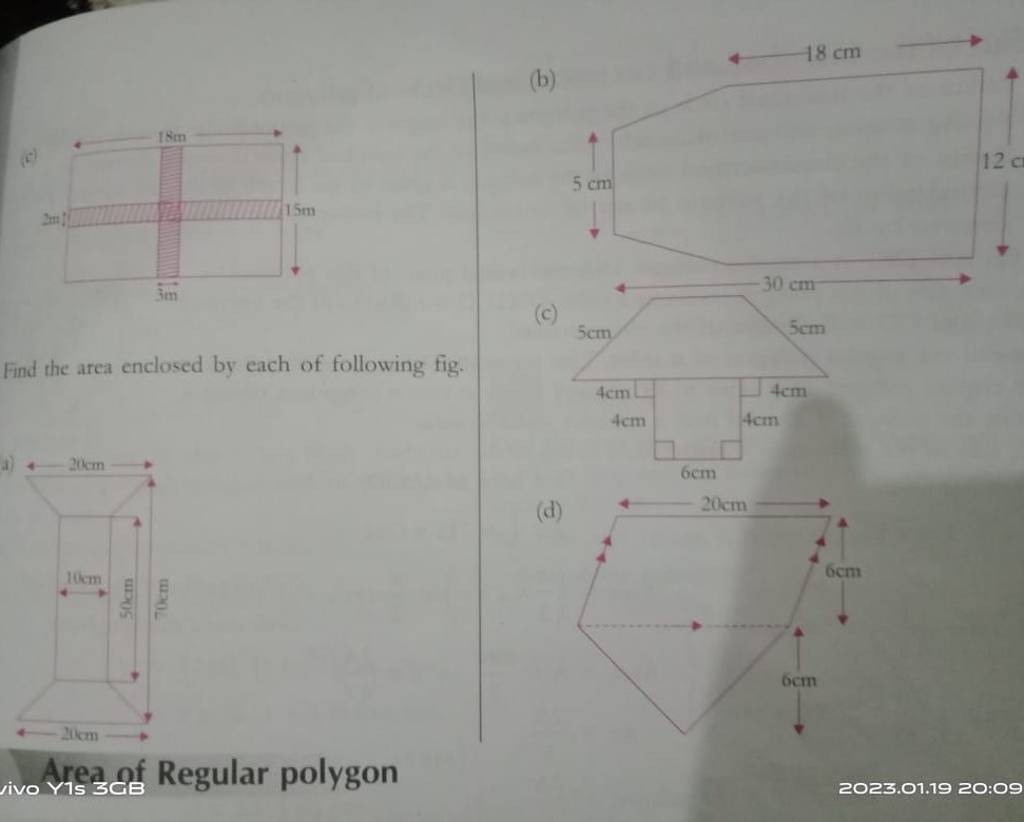 (b) Find the area enclosed by each of following fig. (c) (d) ivo Yrea of