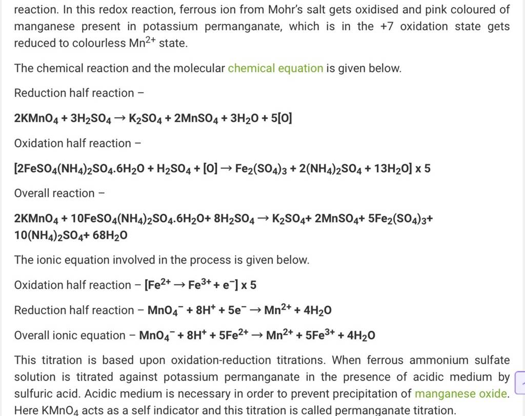 reaction. In this redox reaction, ferrous ion from Mohr's salt gets oxidi..