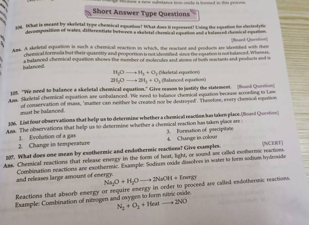 Short Answer Type Questions 104 What Is Meant By Skeletal Type Chemical