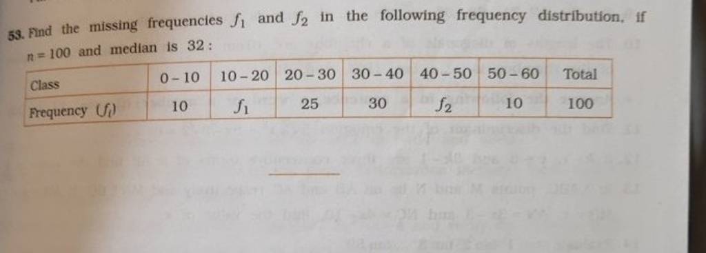 5s. Find the missing frequencies f1 and f2 in the following frequency d..