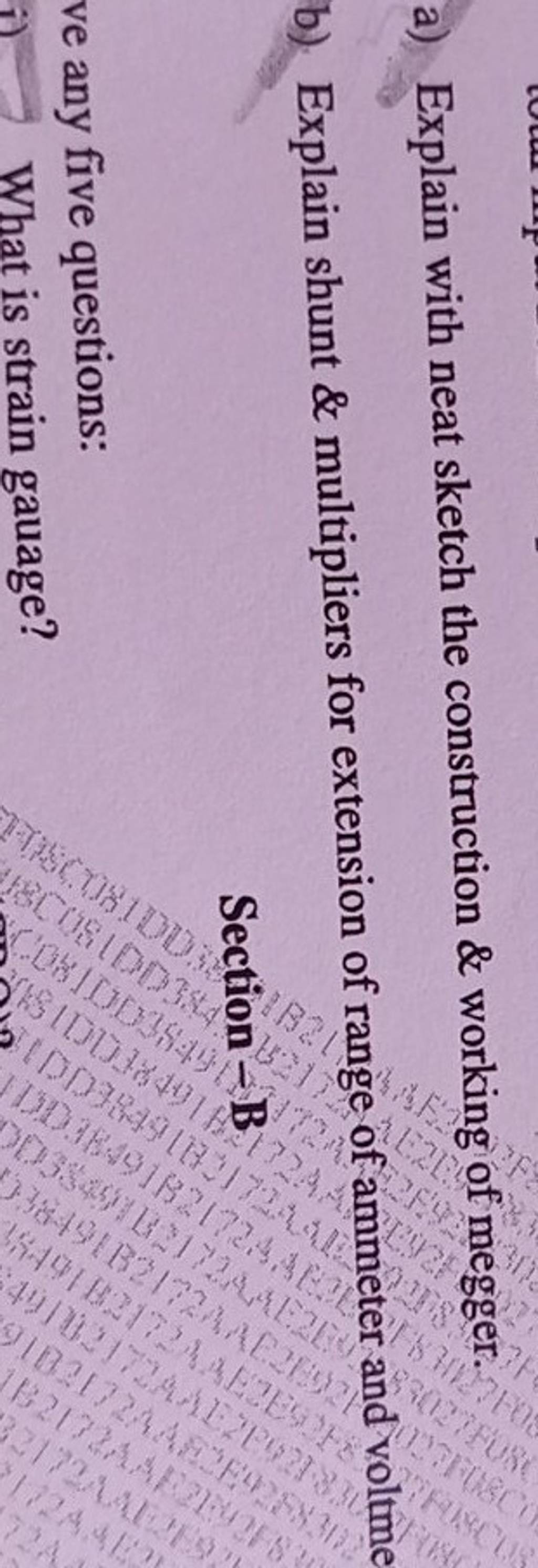 a) Explain with neat sketch the construction \& working of megger. | Filo