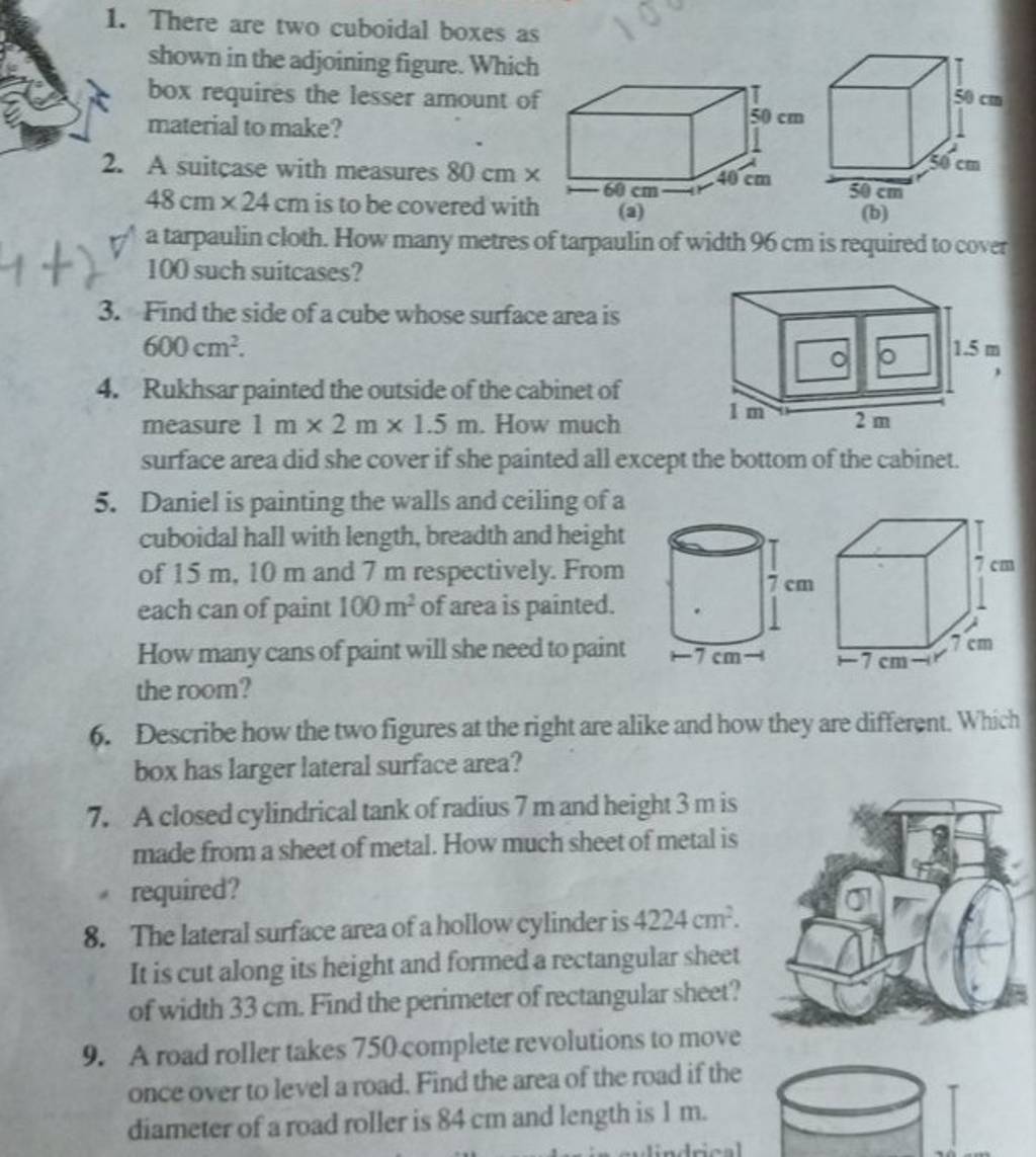 1. There are two cuboidal boxes as shown in the adjoining figure. Which b..