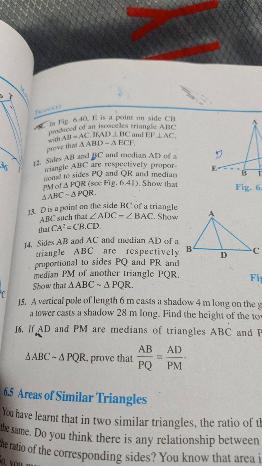 न In Fig 6 40 E Is A Point On Side Cb Produced Of An Isosceles Triangl
