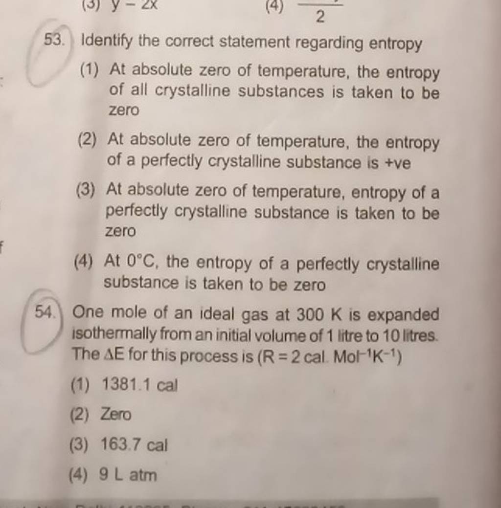 Identify the correct statement regarding entropy | Filo