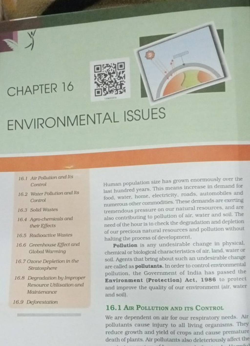 CHAPTER 16 ENVIRONMENTAL ISSUES 16.1 Air Pollution and Its Control Human..