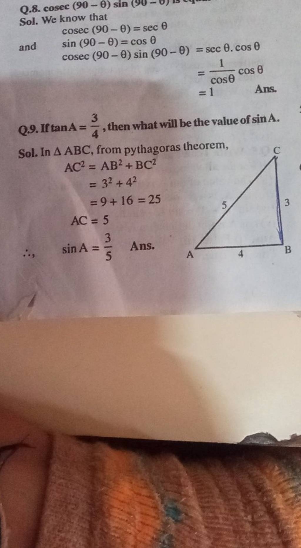 Sol. We know that cosec(90−θ)=secθsin(90−θ)=cosθcosec(90−θ)sin(90−θ)=secθ..