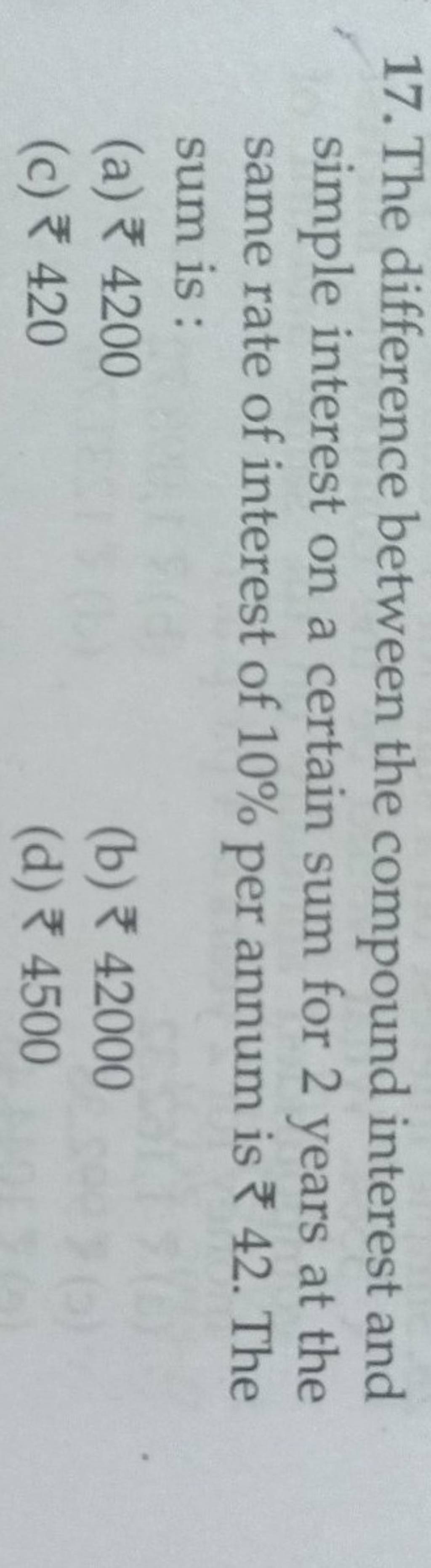 The difference between the compound interest and simple interest on a cer..