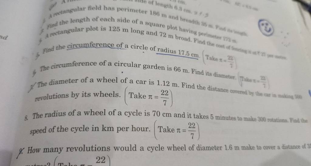 6. The circumference of a circular garden is 66 m. Find its diameter. (Ta..