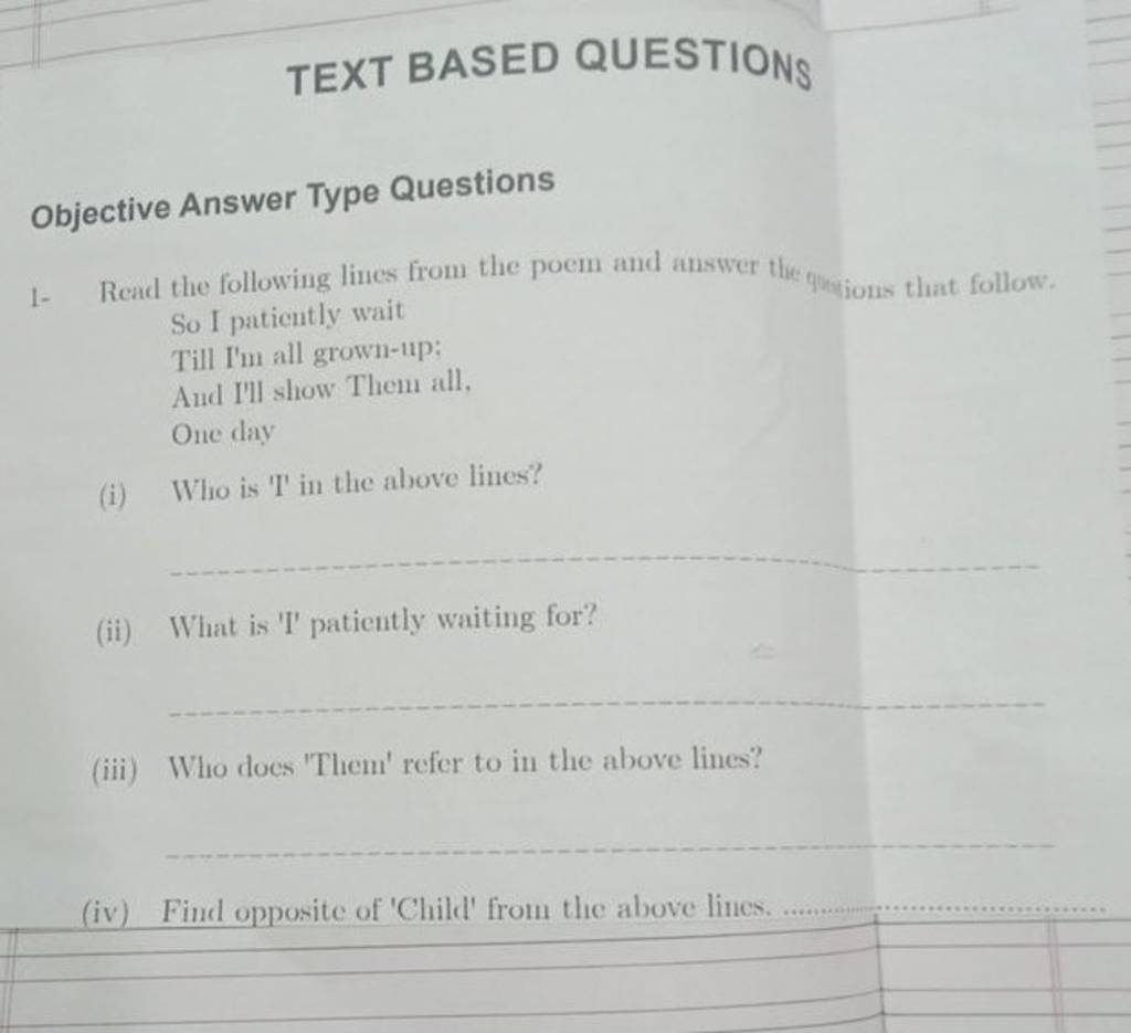 TEXT BASED QUESTIONS Objective Answer Type Questions 1- Read the followin..