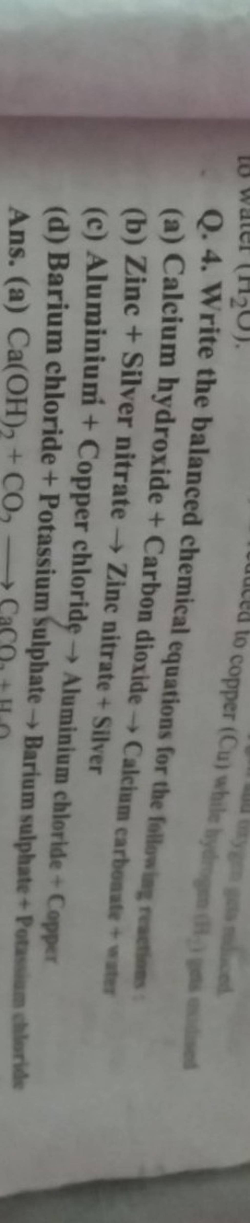4 Write The Balanced Chemical Equations For The Following Reactions