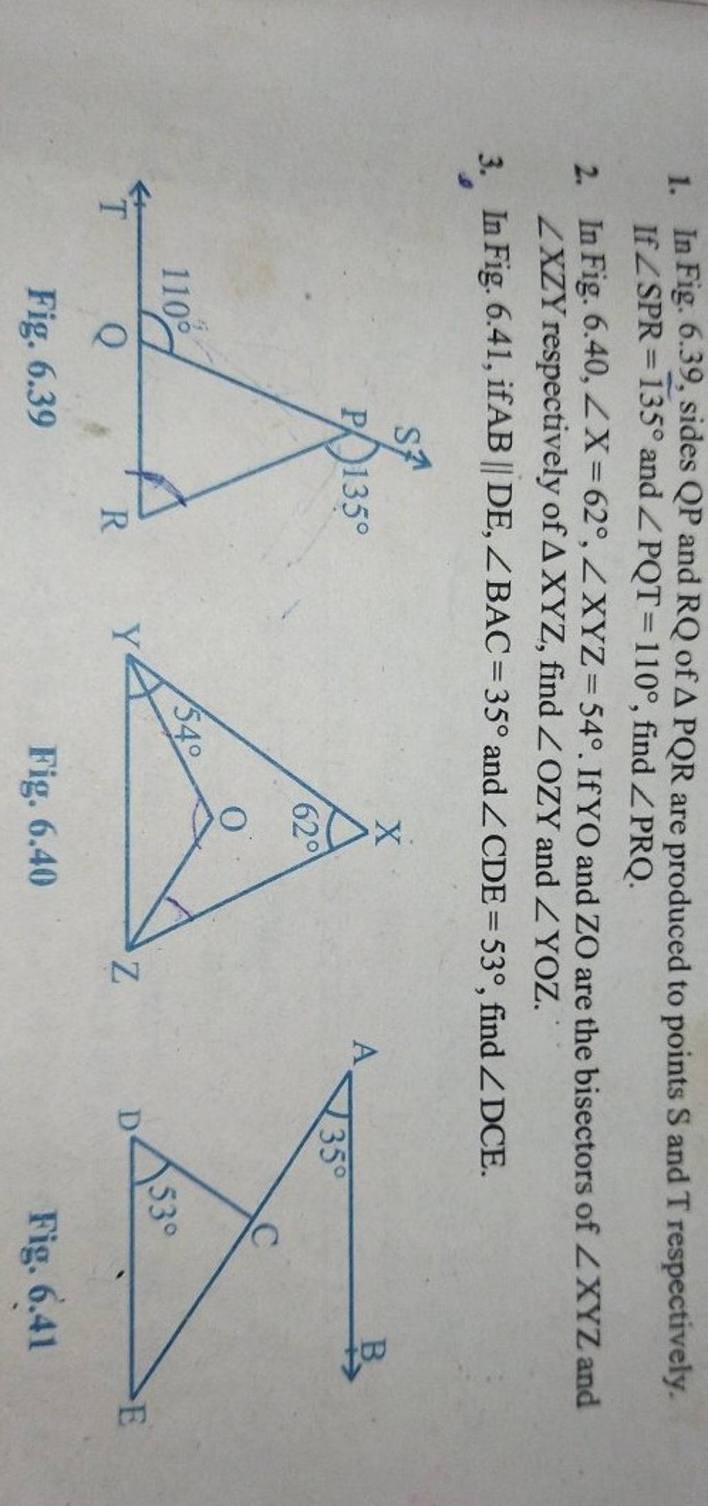 1. In Fig. 6.39, sides QP and RQ of PQR are produced to points S and T r..