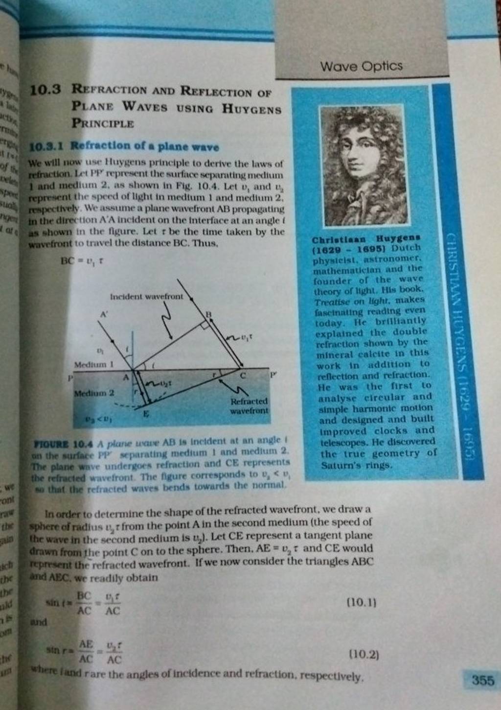 Wave Optics 10 3 Refraction And Reflection Of Plane Waves Using Huygens P