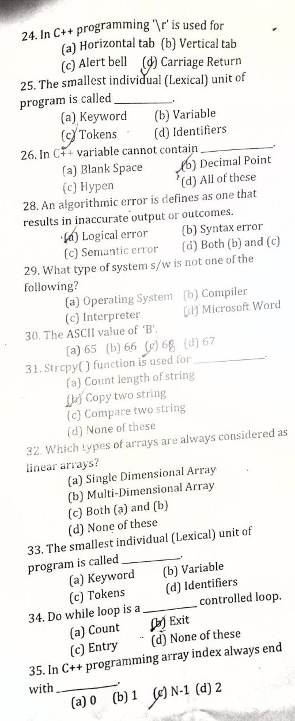 An Algorithmic Error Is Defines As One That Results In Inaccurate Output