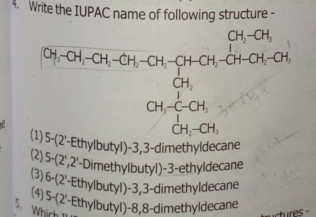 Write the IUPAC name of following structure - | Filo