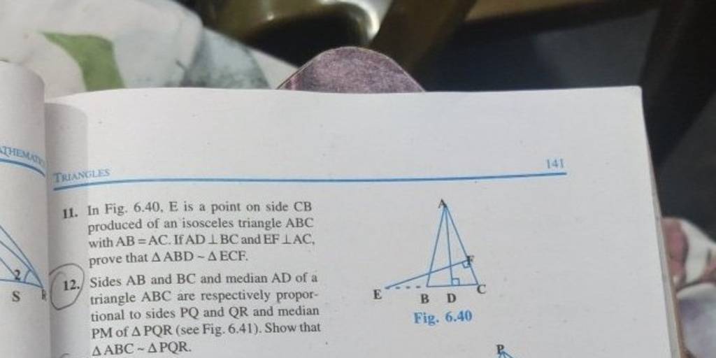 11 In Fig 6 40 E Is A Point On Side Cb Produced Of An Isosceles Triang