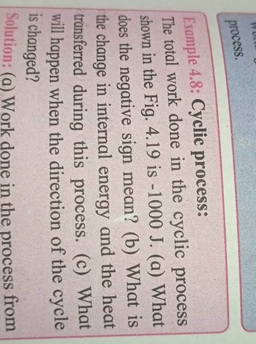 Example 4.8: Cyclic process: The total work done in the cyclic process sh..