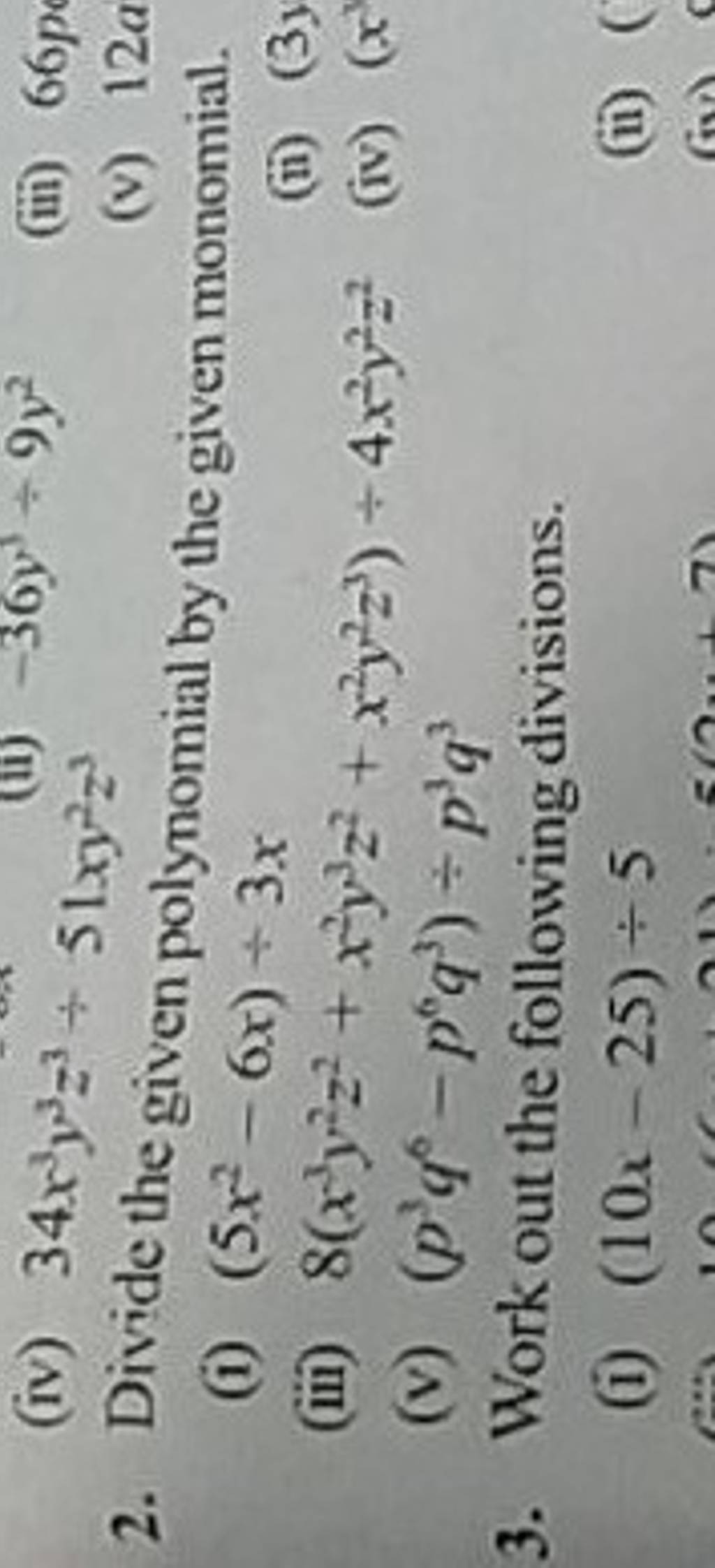 2 Divide The Given Polynomial By The Given Monomialni 5x2−6x÷3x 3860