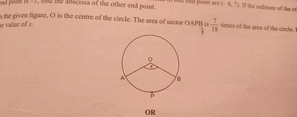 the given figure, O is the centre of the circle. The area of sector OAPB