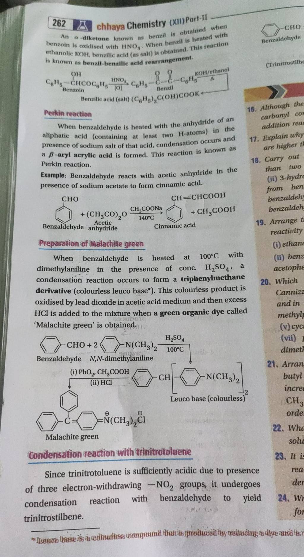 262 chhaya Chemistry (xII) Part-II An α-diketone known as benzil is obta..