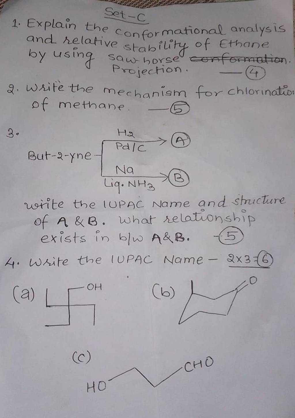 Set-C 1. Explain the conformational analys is and relative stability of E.. Set-C 1. Explain the conformational analys is and relative stability of E..