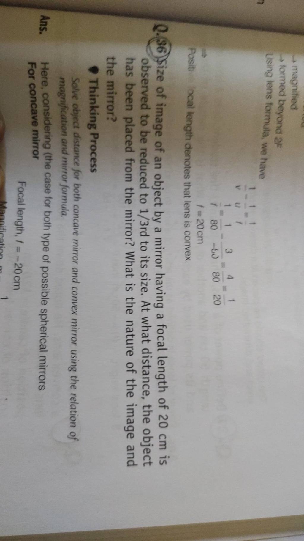 → magnitied → formed beyond 2F Uing lens formula, we have v1 −u1 t1 t =t1..