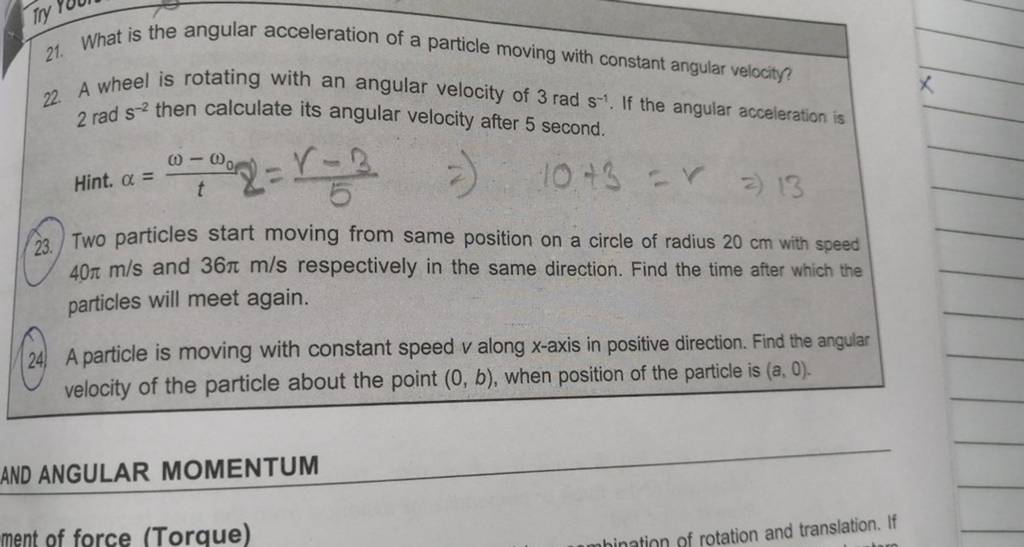 21 What Is The Angular Acceleration Of A Particle Moving With Constant A 2468