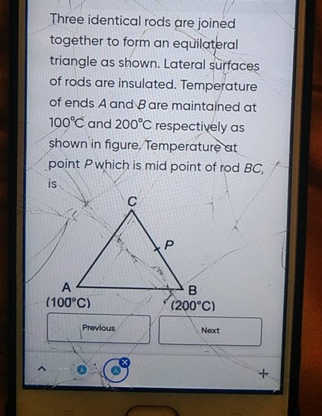 Three identical rods are joined together to form an equilateral triangle